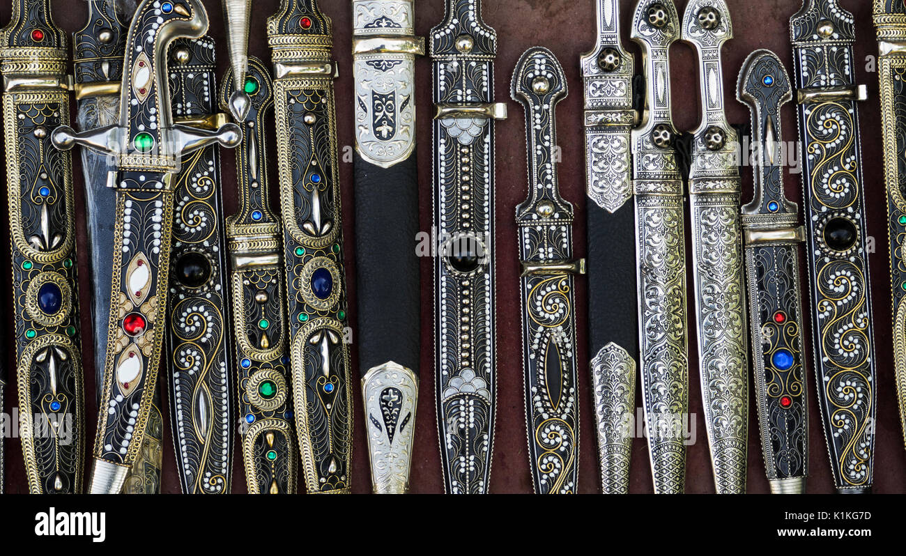 Traditional Georgian daggers with ornament Stock Photo - Alamy