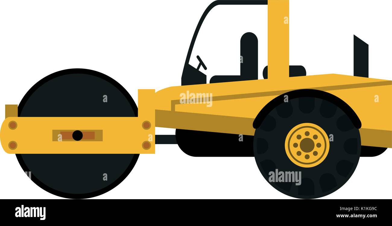 steamroller construction heavy machinery icon image vector illustration ...