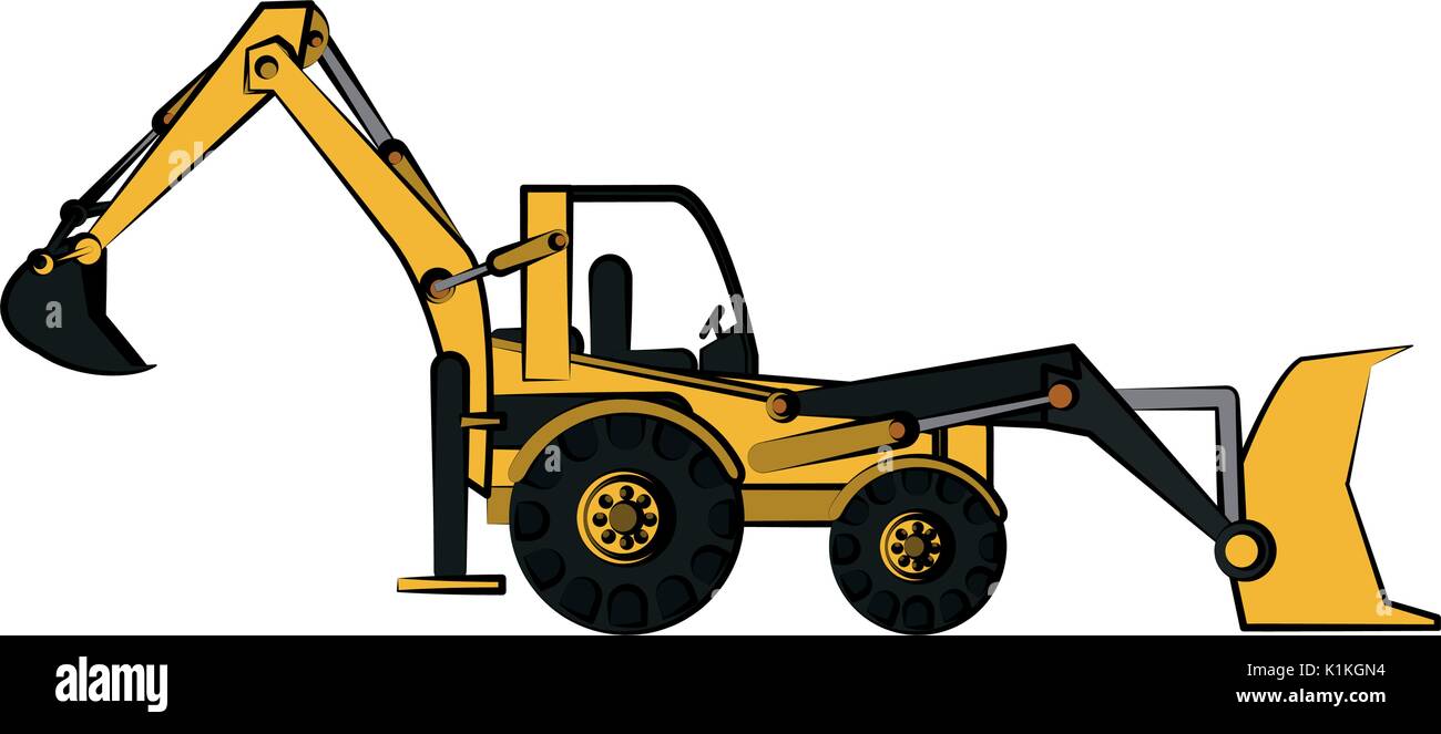backhoe construction heavy machinery icon image vector illustration ...
