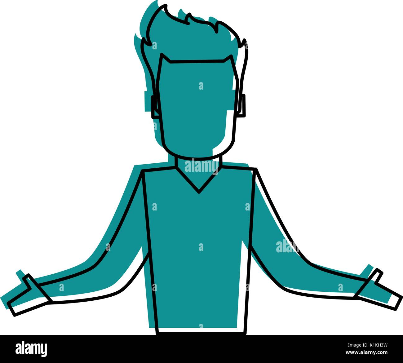 man with open arms avatar icon image vector illustration design blue ...