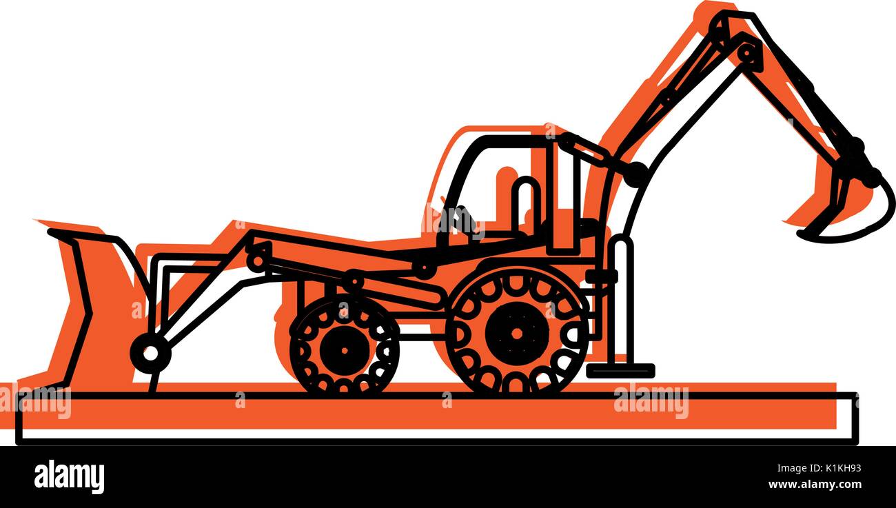 backhoe construction heavy machinery icon image vector illustration ...