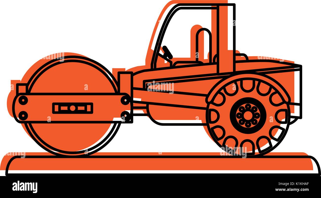 steamroller construction heavy machinery icon image vector illustration ...