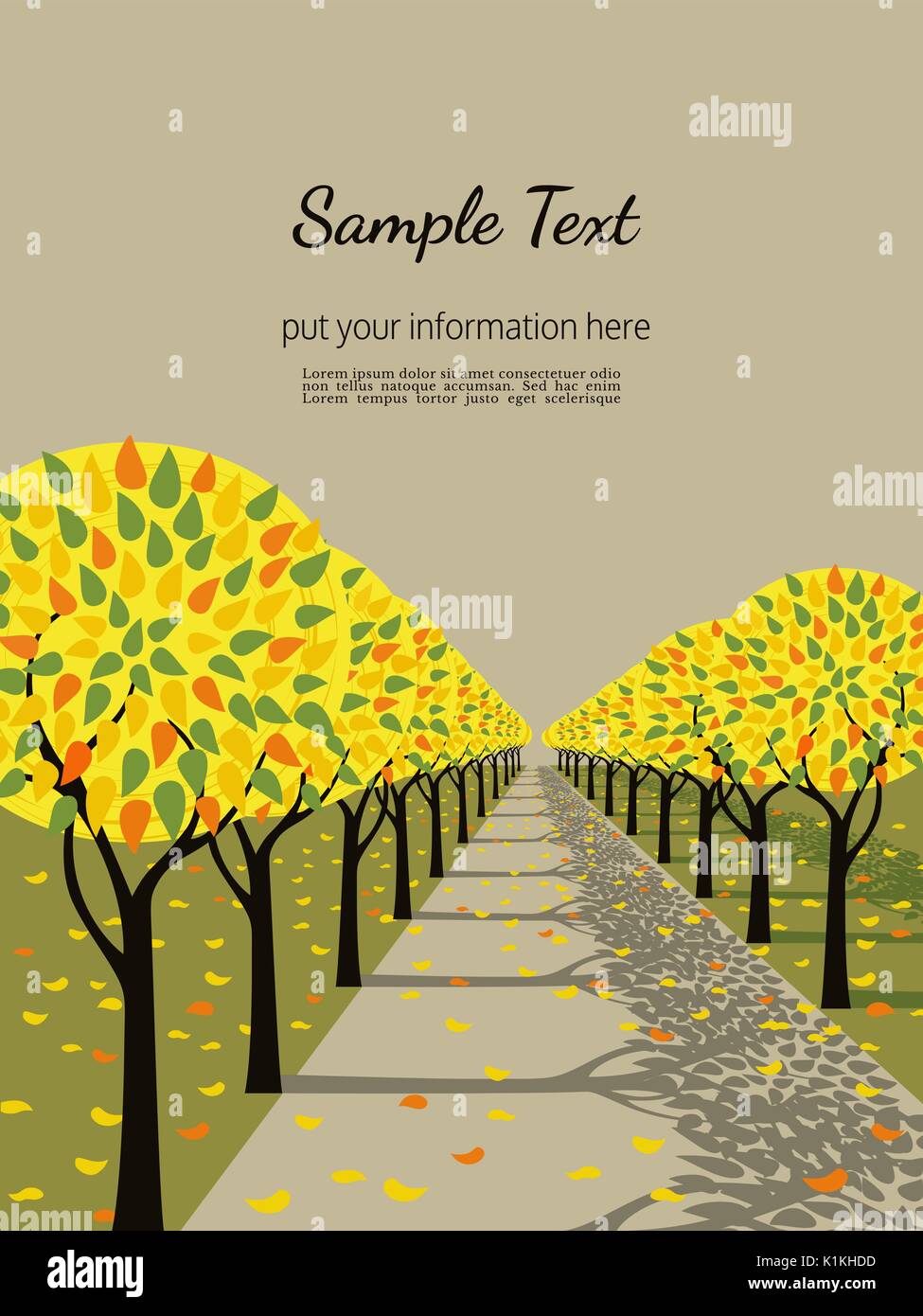 Autumn trees yellow leaves in Stock Vector Images - Alamy