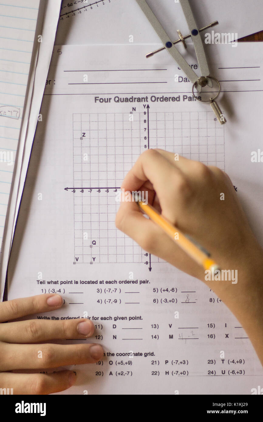 Math and Algebra Homework Stock Photo - Alamy