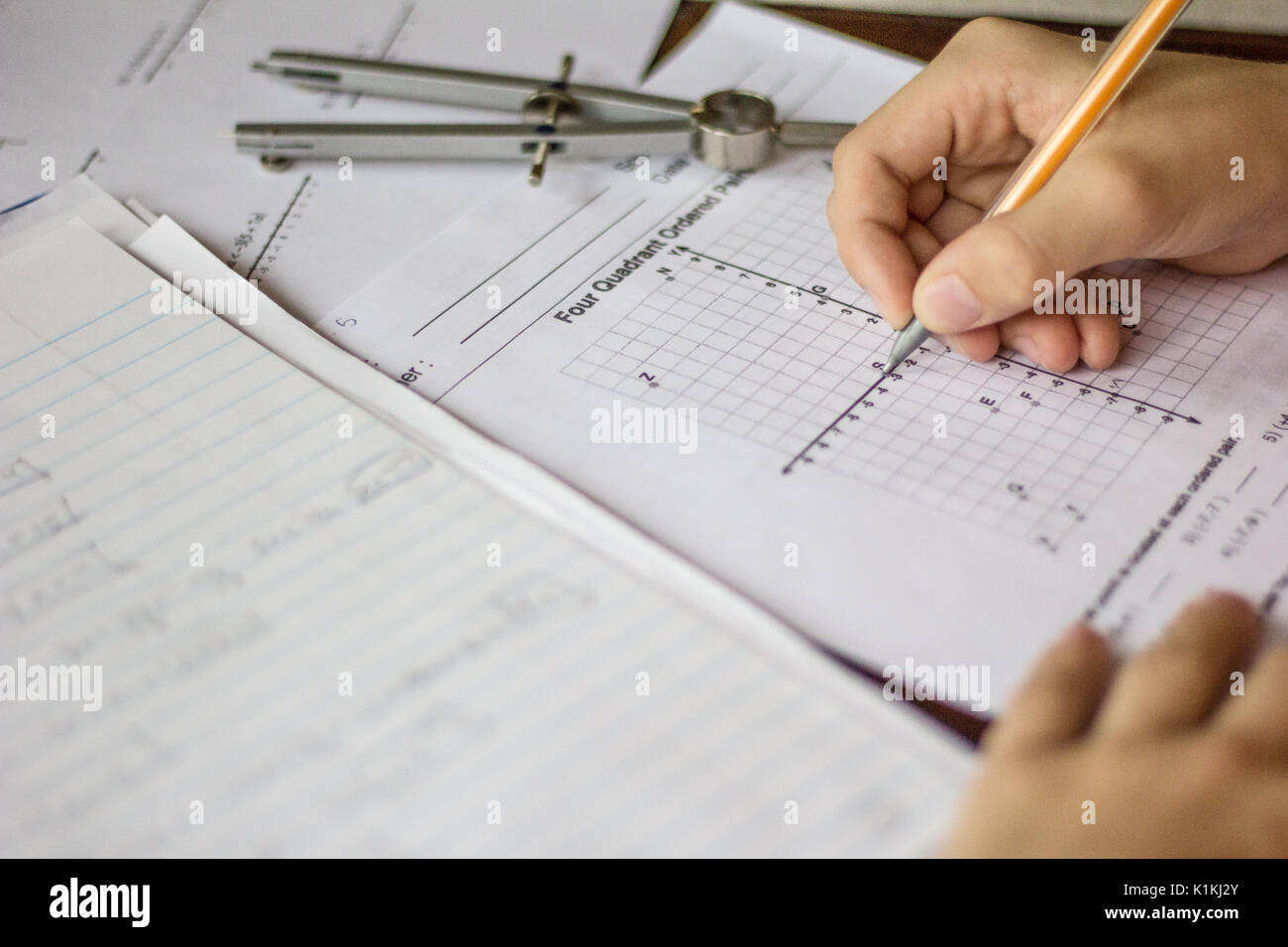 Math and Algebra Homework Stock Photo - Alamy