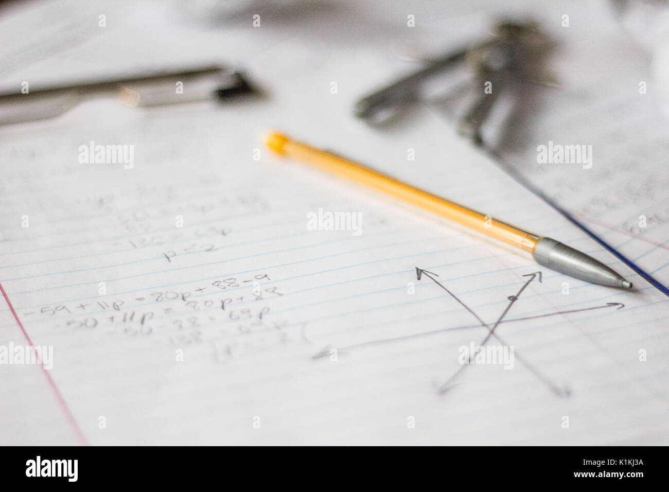 Math and Algebra Homework Stock Photo - Alamy
