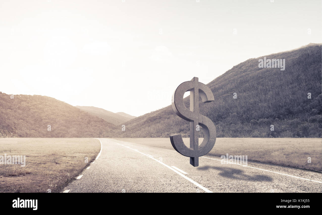 Stone dollar symbol on natural landscape as currency sign Stock Photo ...