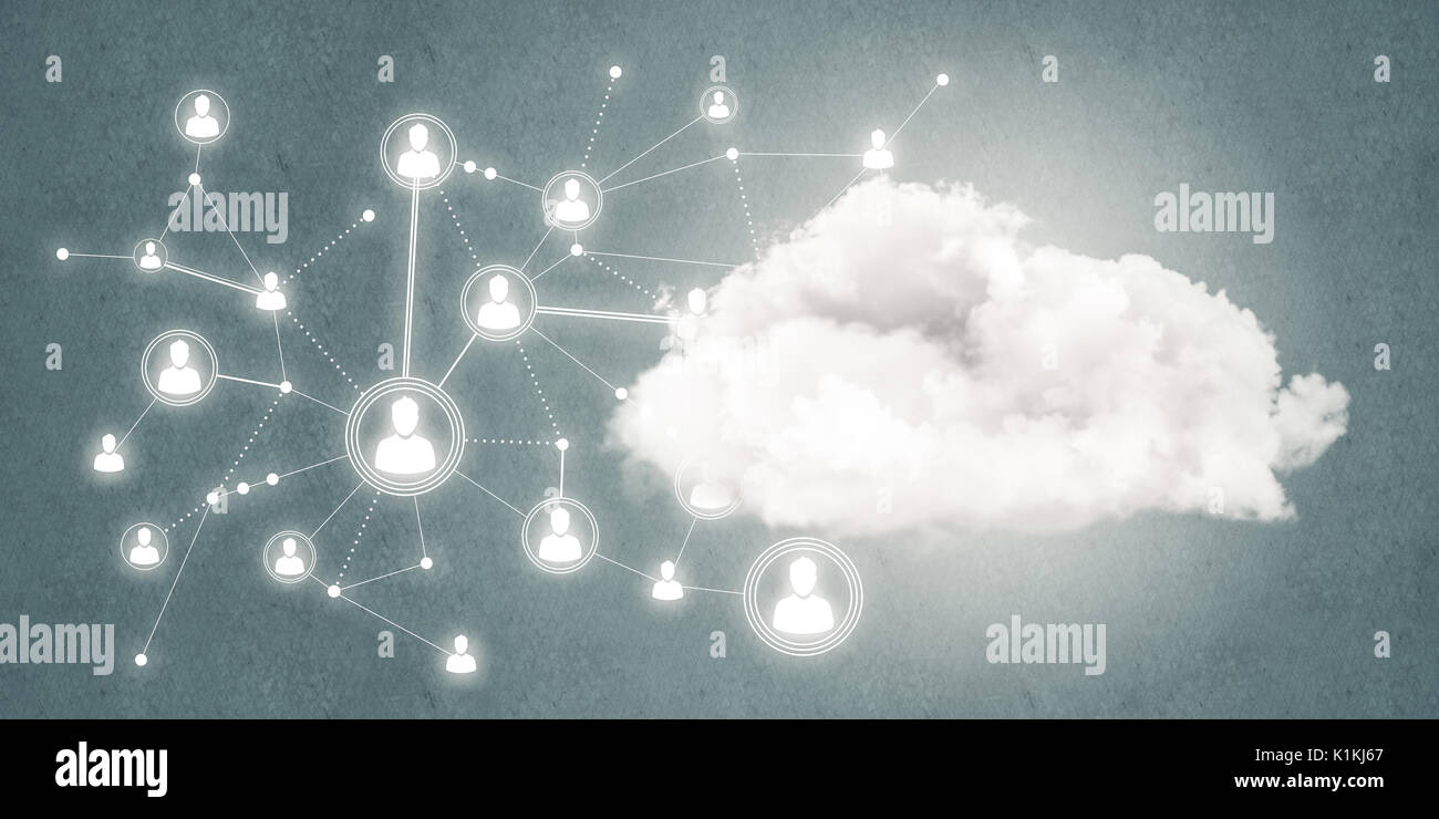 Background image with social connection and networking concept on wall ...