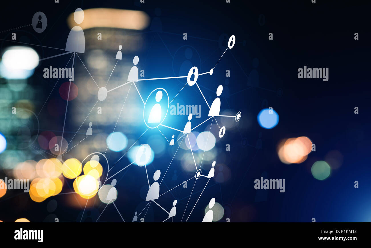 Background conceptual image with social connection lines on dark ...