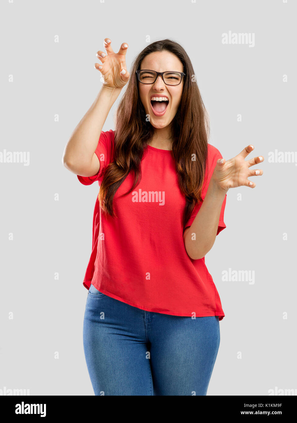 Portrait of a lovely woman making a silly face Stock Photo - Alamy