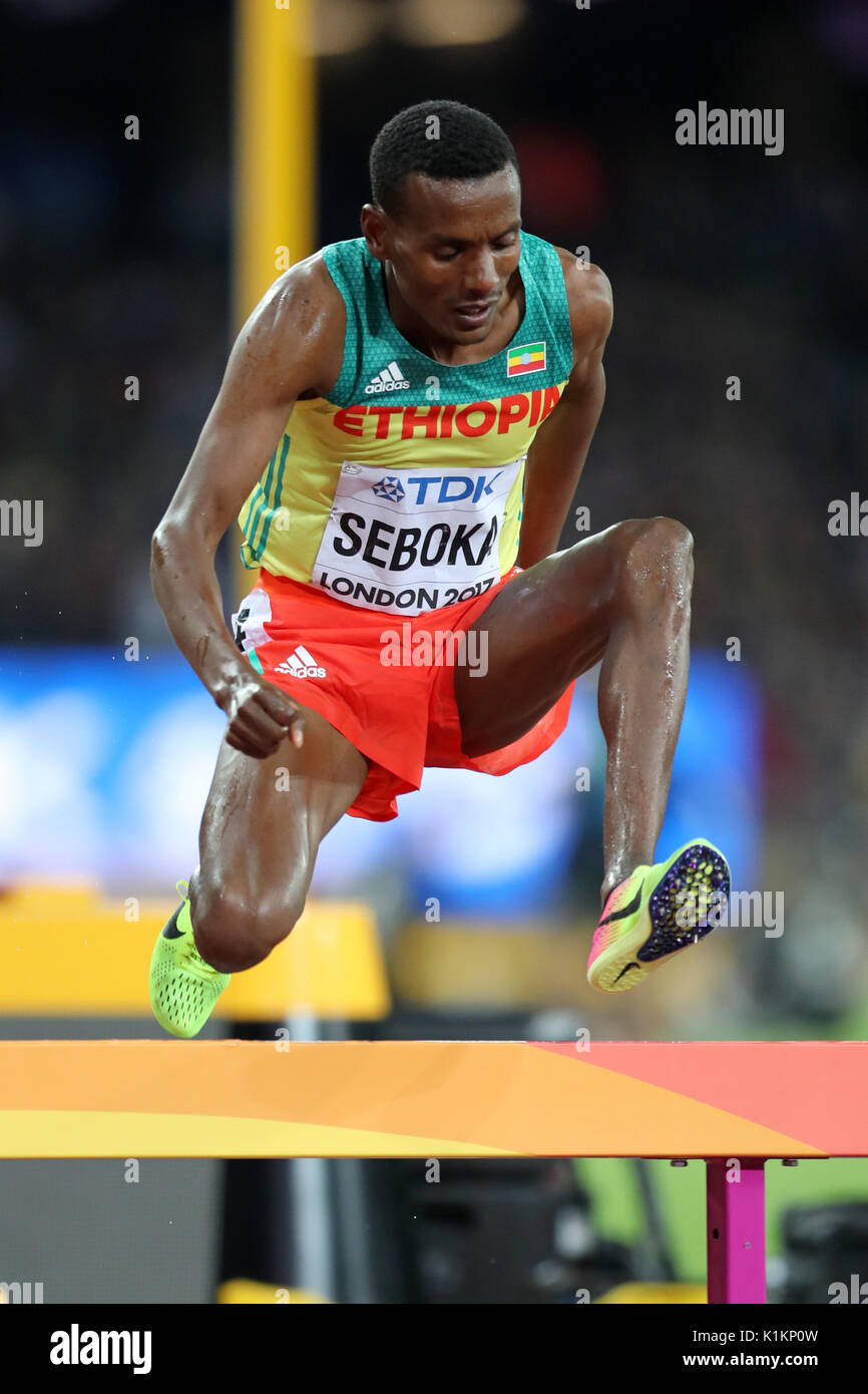 Tafese SEBOKA (Ethiopia) competing in the Men's 3000m Steeplechase ...