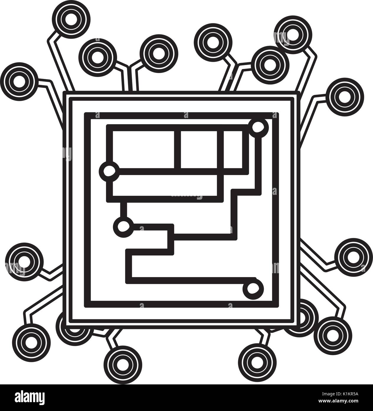 Microchip integrated circuit icon vector illustration graphic design ...