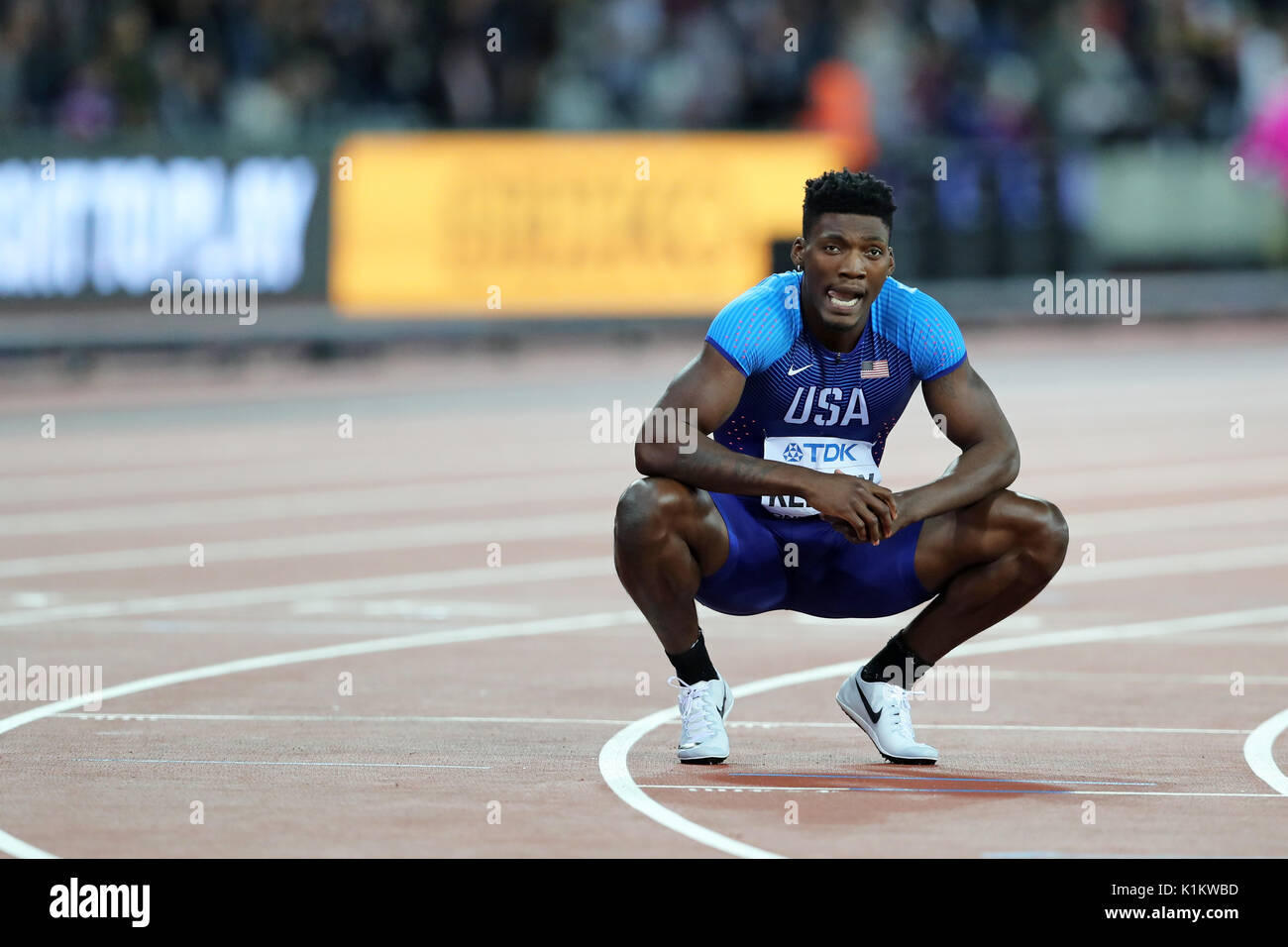 Fred KERLEY (United States of America) exhausted after competing the ...