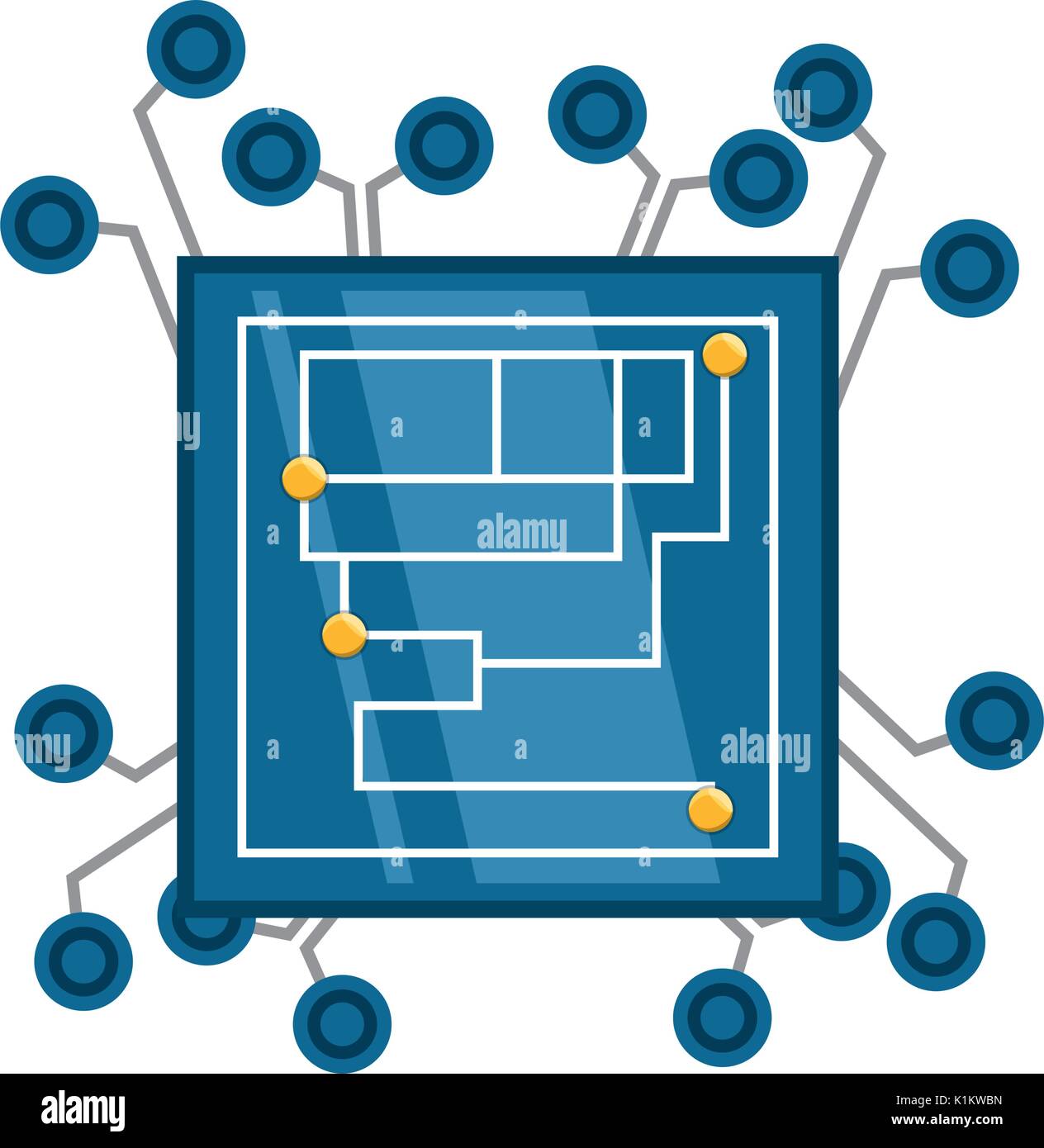 Microchip integrated circuit icon vector illustration graphic design ...
