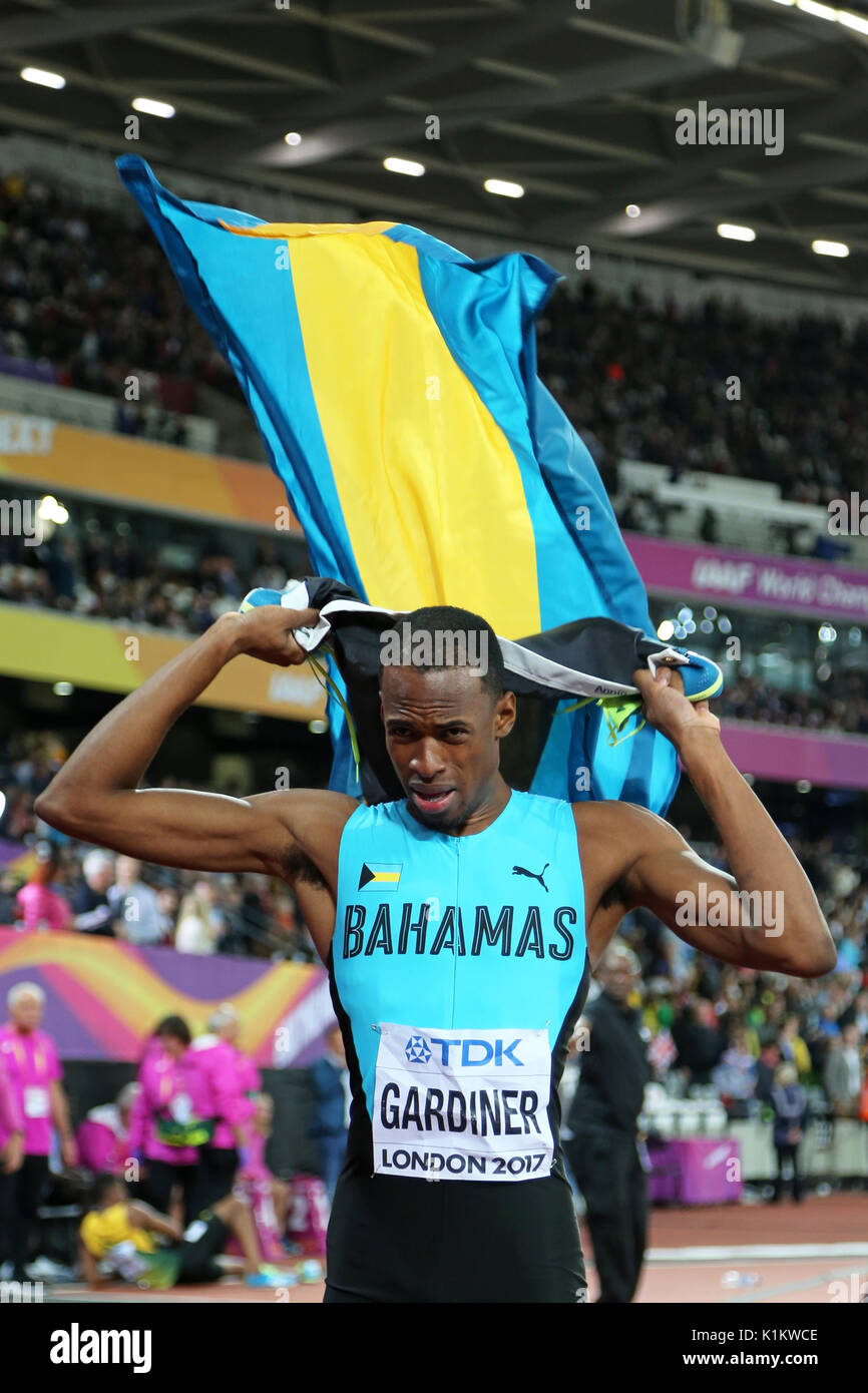 Steven GARDINER (Bahamas) celebrating second place in the Men's 400m ...
