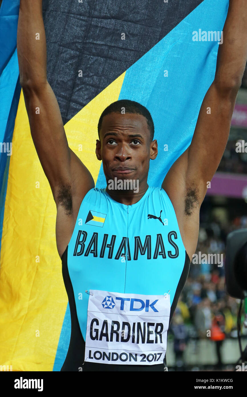 Steven GARDINER (Bahamas) celebrating second place in the Men's 400m ...