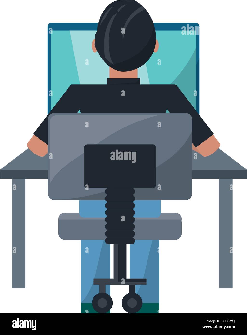 Person working computer screen back Stock Vector Images - Alamy