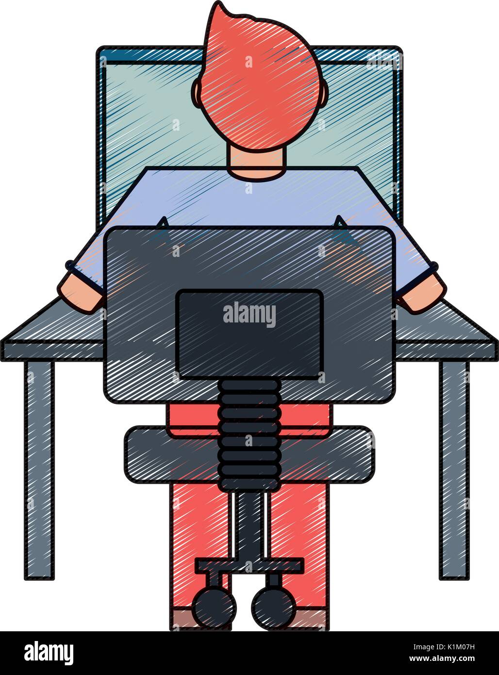 Person working computer screen back Stock Vector Images - Alamy