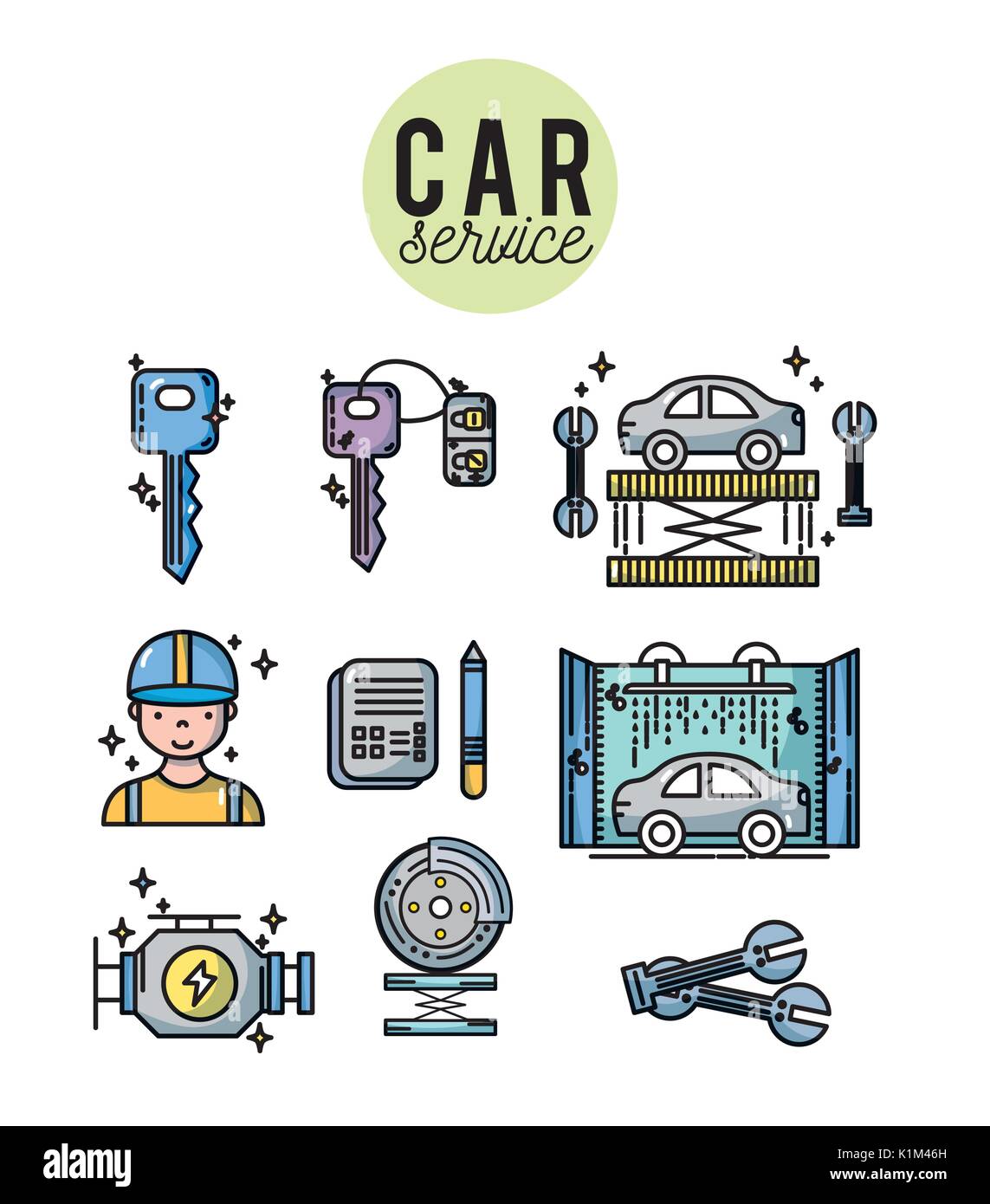set mechanic service station repair Stock Vector Image & Art - Alamy