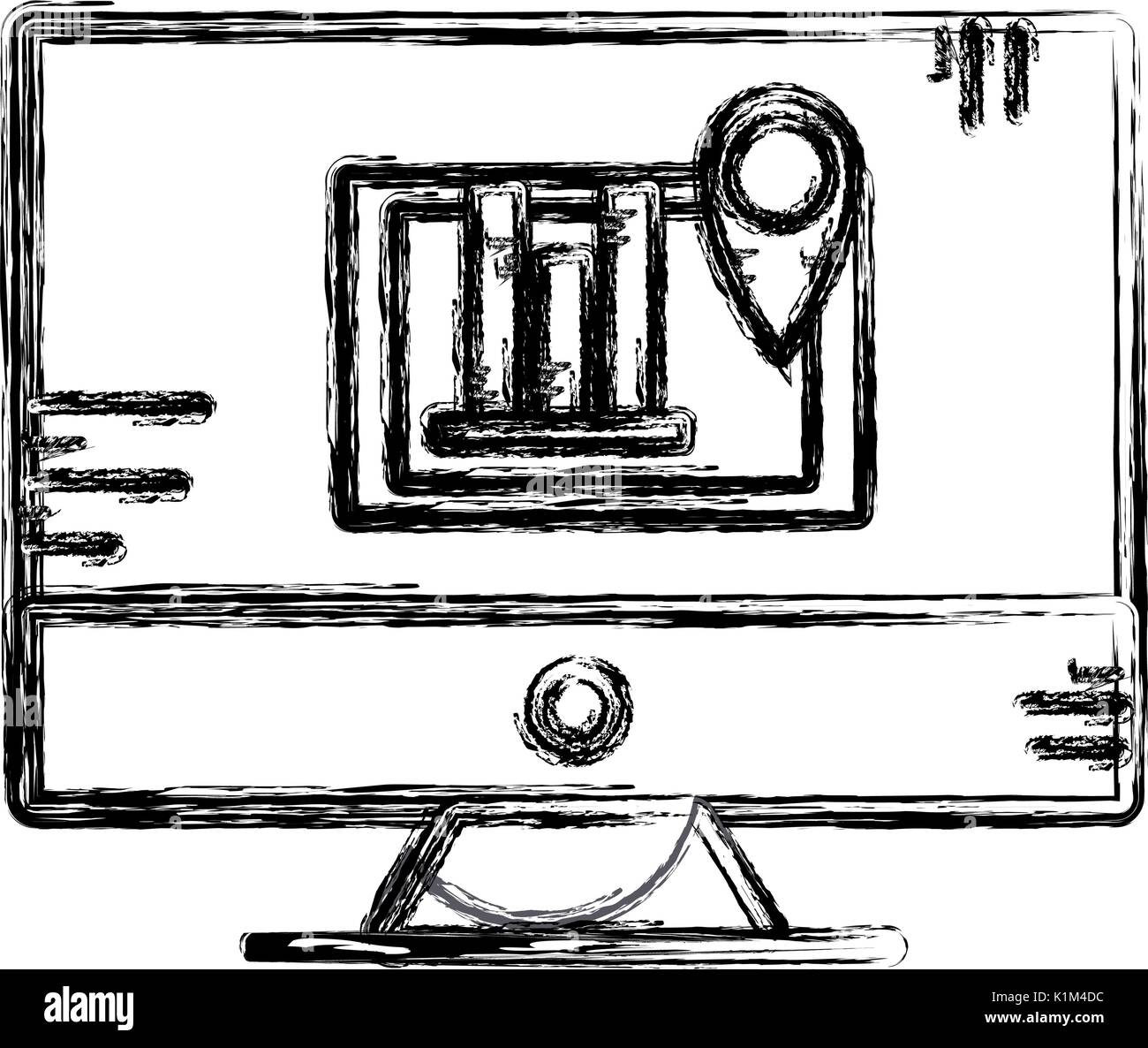 figure computer with company document and statistics diagram Stock ...