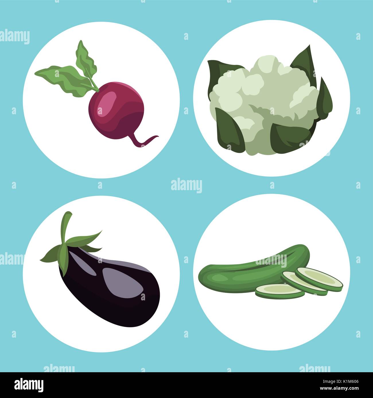 color background with circular frame vegetables healthy food Stock ...