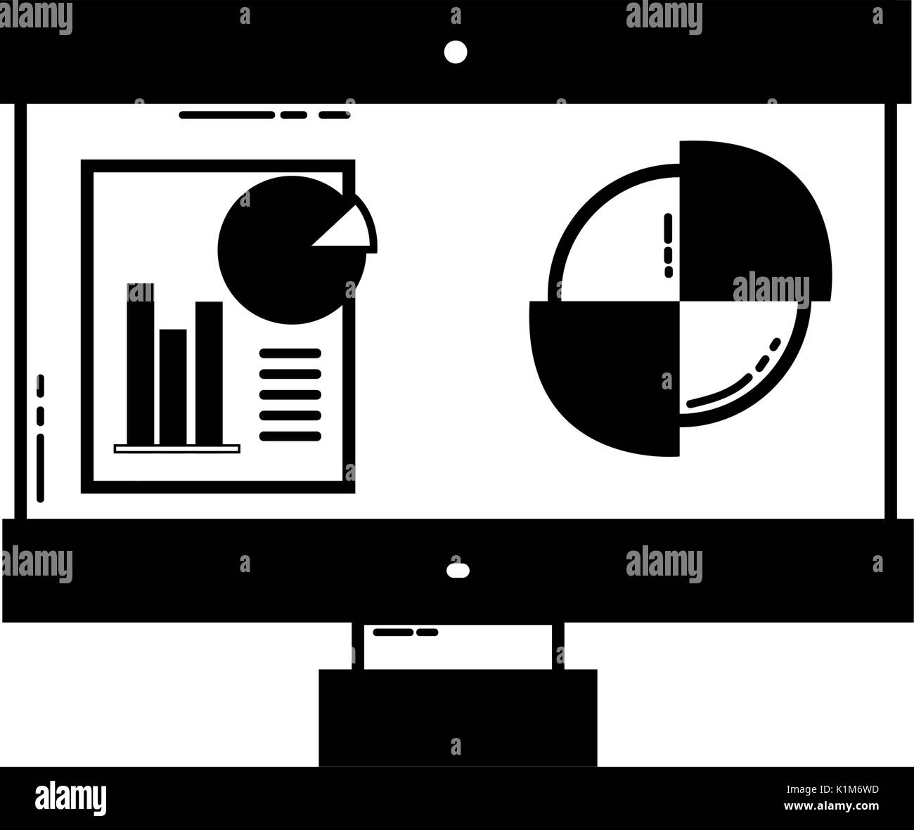 contour computer with company document and statistics diagram Stock ...