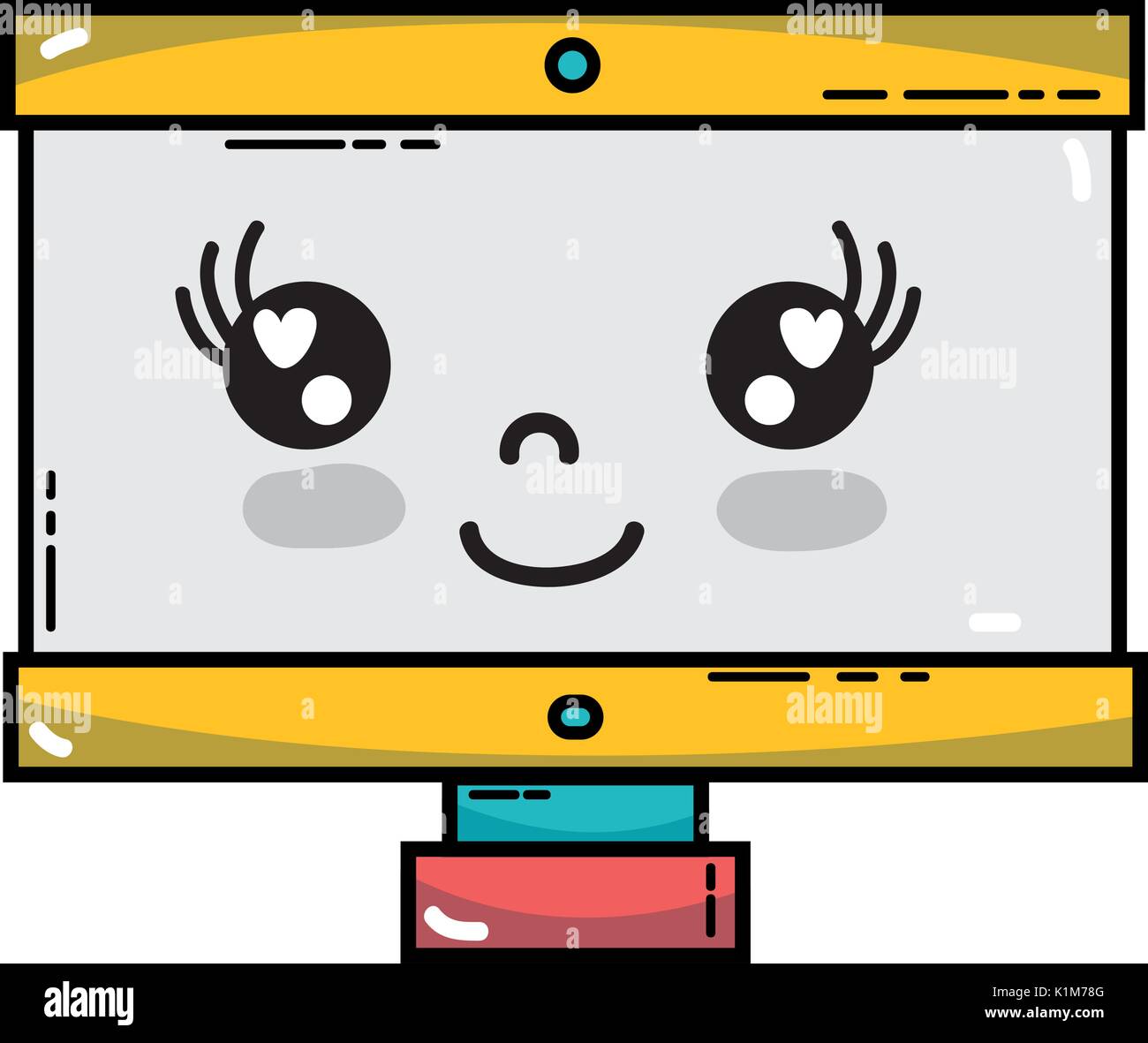 kawaii cute happy computer technology Stock Vector Image & Art - Alamy