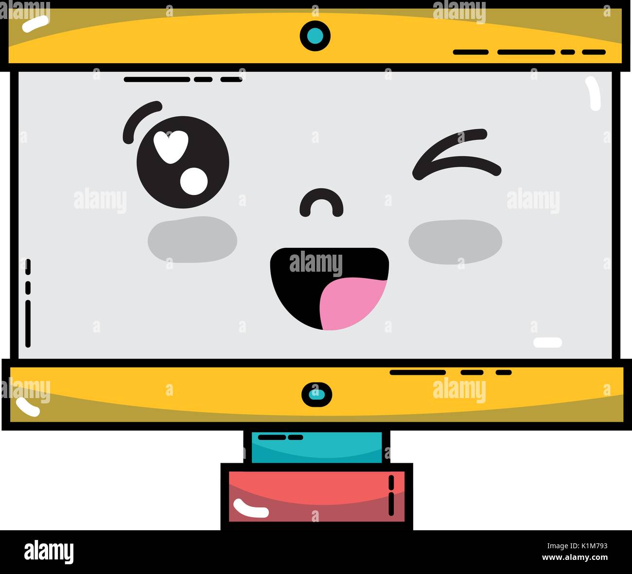 kawaii cute happy computer technology Stock Vector Image & Art - Alamy