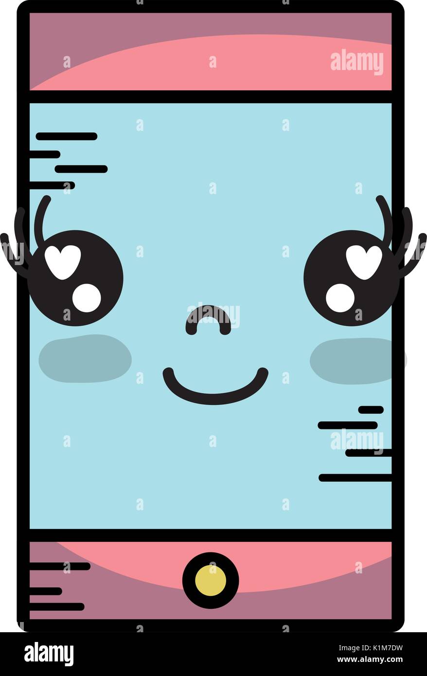 kawaii cute happy smartphone technology Stock Vector Image & Art - Alamy