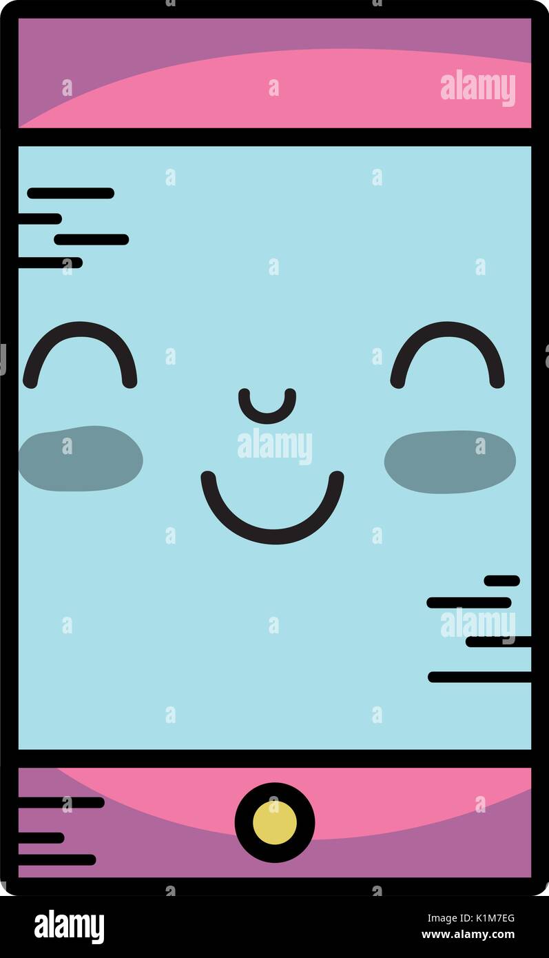 kawaii cute happy smartphone technology Stock Vector Image & Art - Alamy