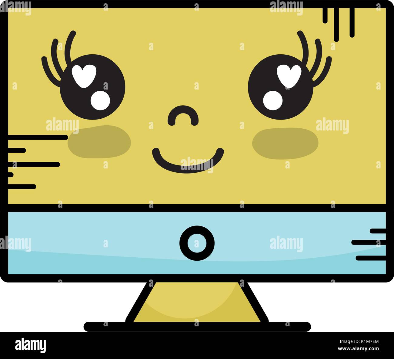 kawaii cute happy computer technology Stock Vector Image & Art - Alamy
