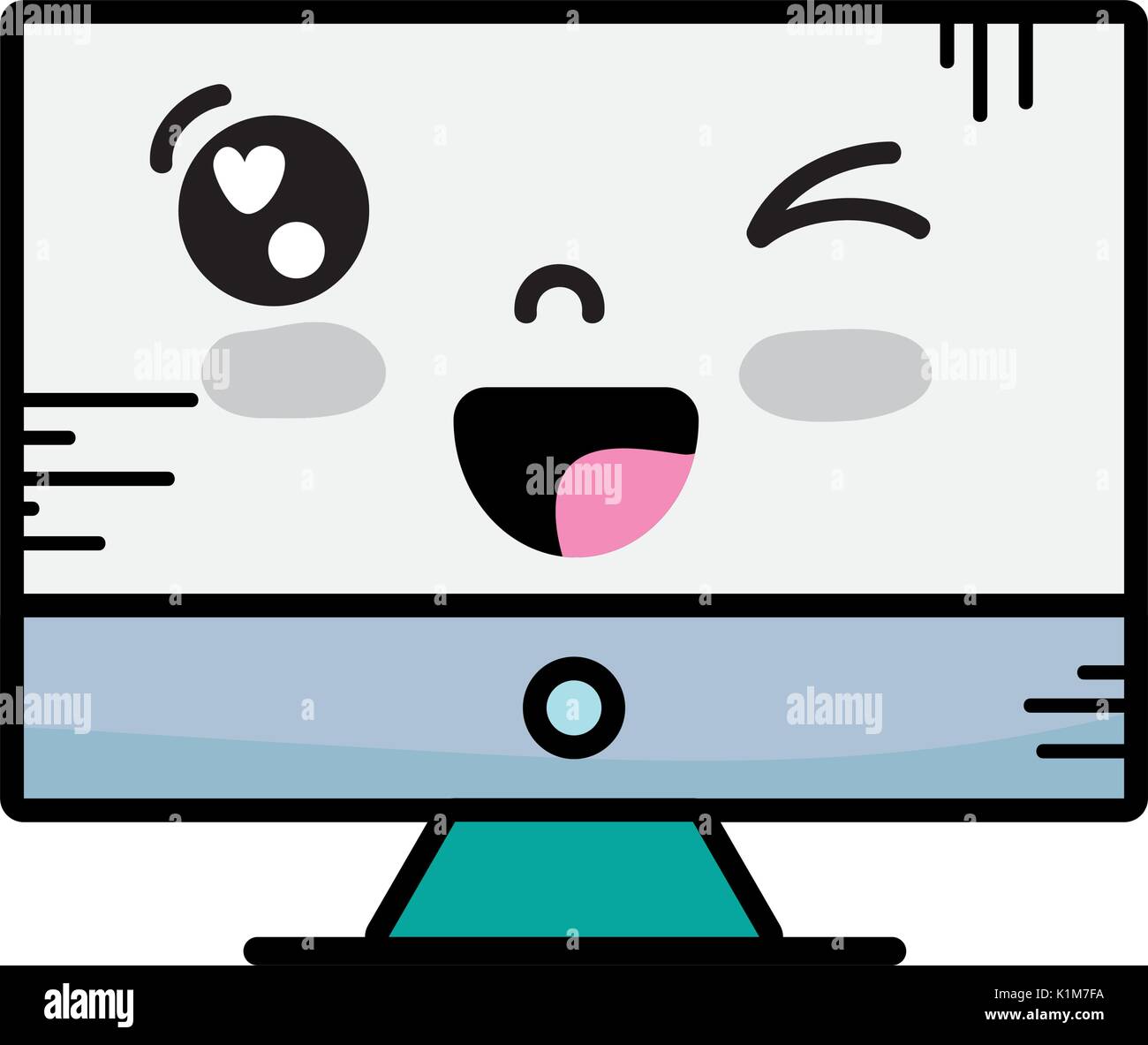 kawaii cute happy computer technology Stock Vector Image & Art - Alamy