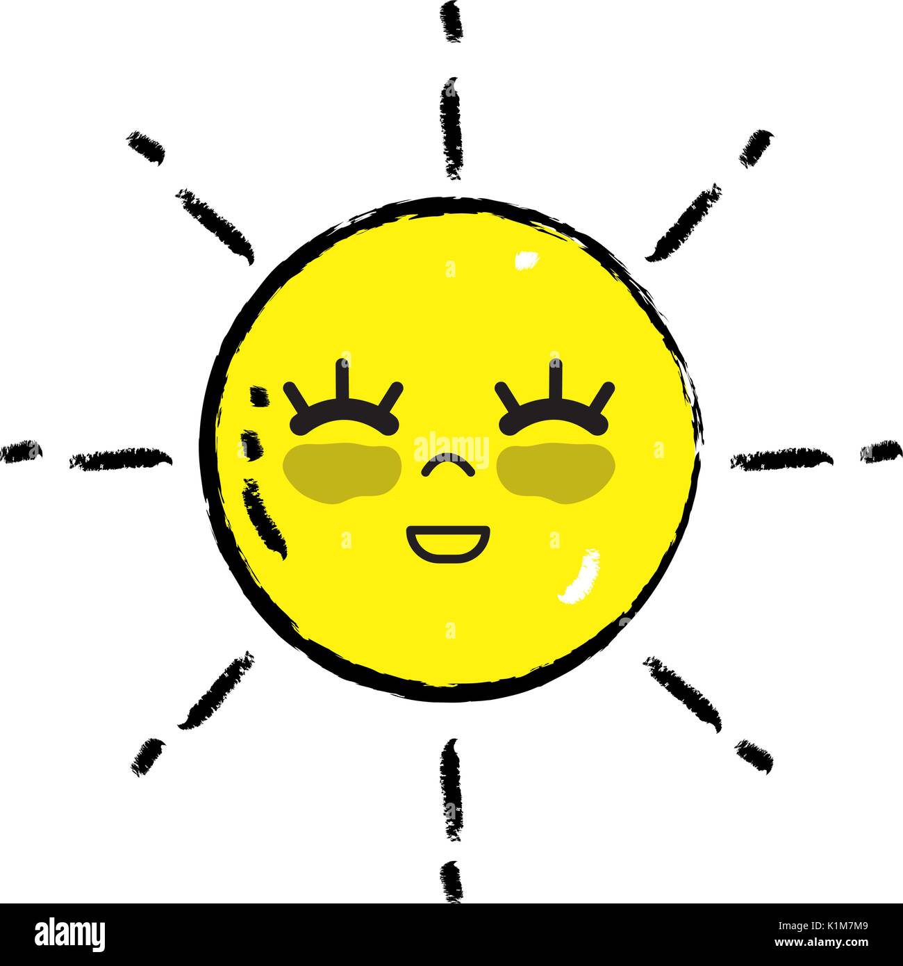 kawaii cute happy sun weather Stock Vector Image & Art - Alamy