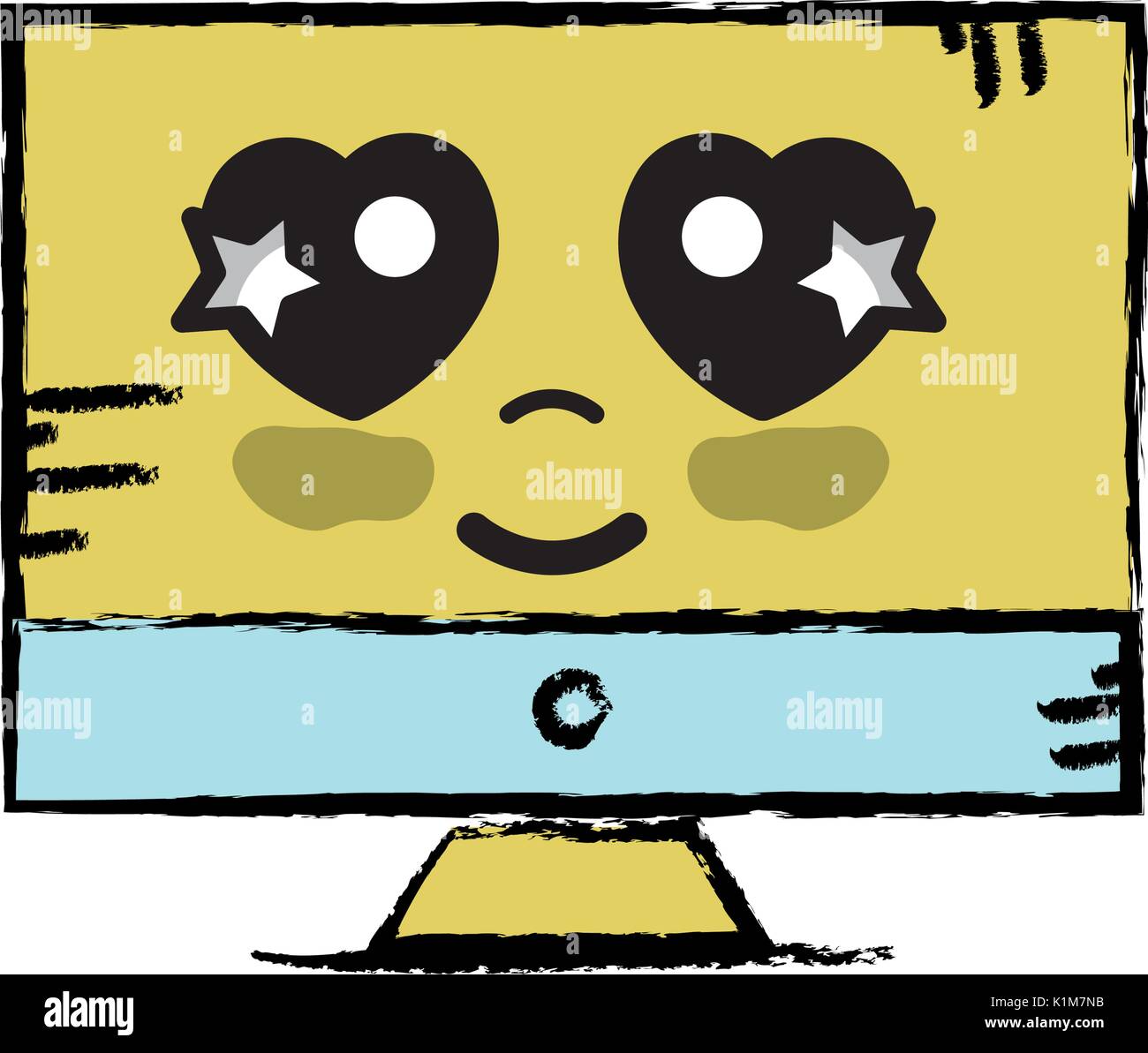 Computer kawaii cartoon happy cute Stock Vector Images - Alamy