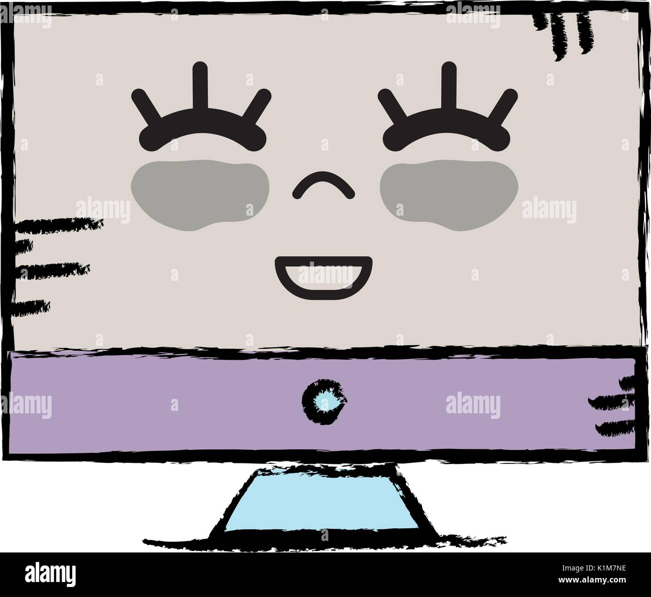 Computer kawaii cartoon happy cute Stock Vector Images - Alamy