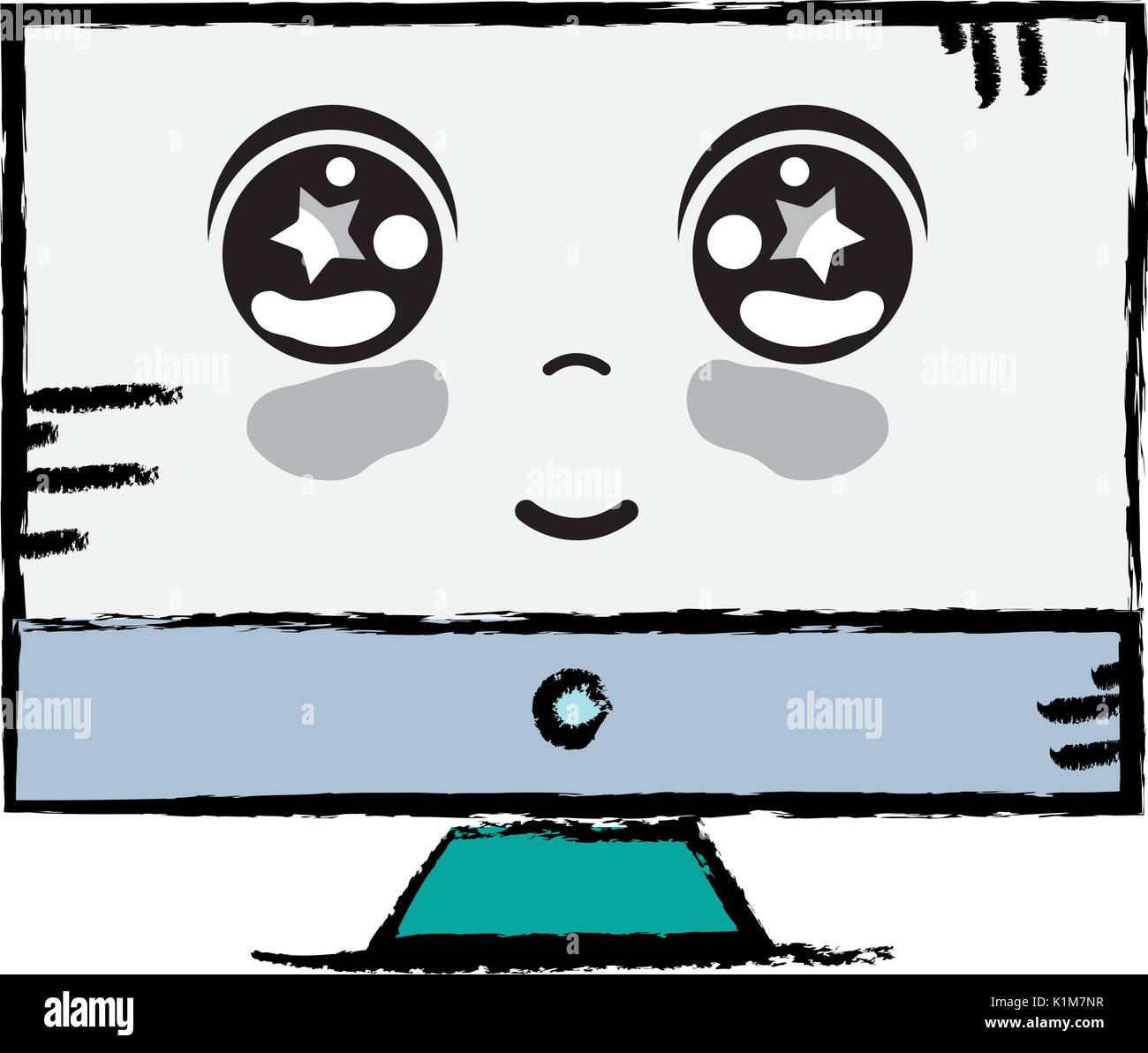 Computer kawaii cartoon happy cute Stock Vector Images - Alamy