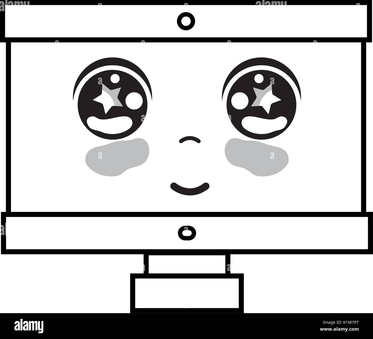 line kawaii cute happy computer technology Stock Vector Image & Art - Alamy