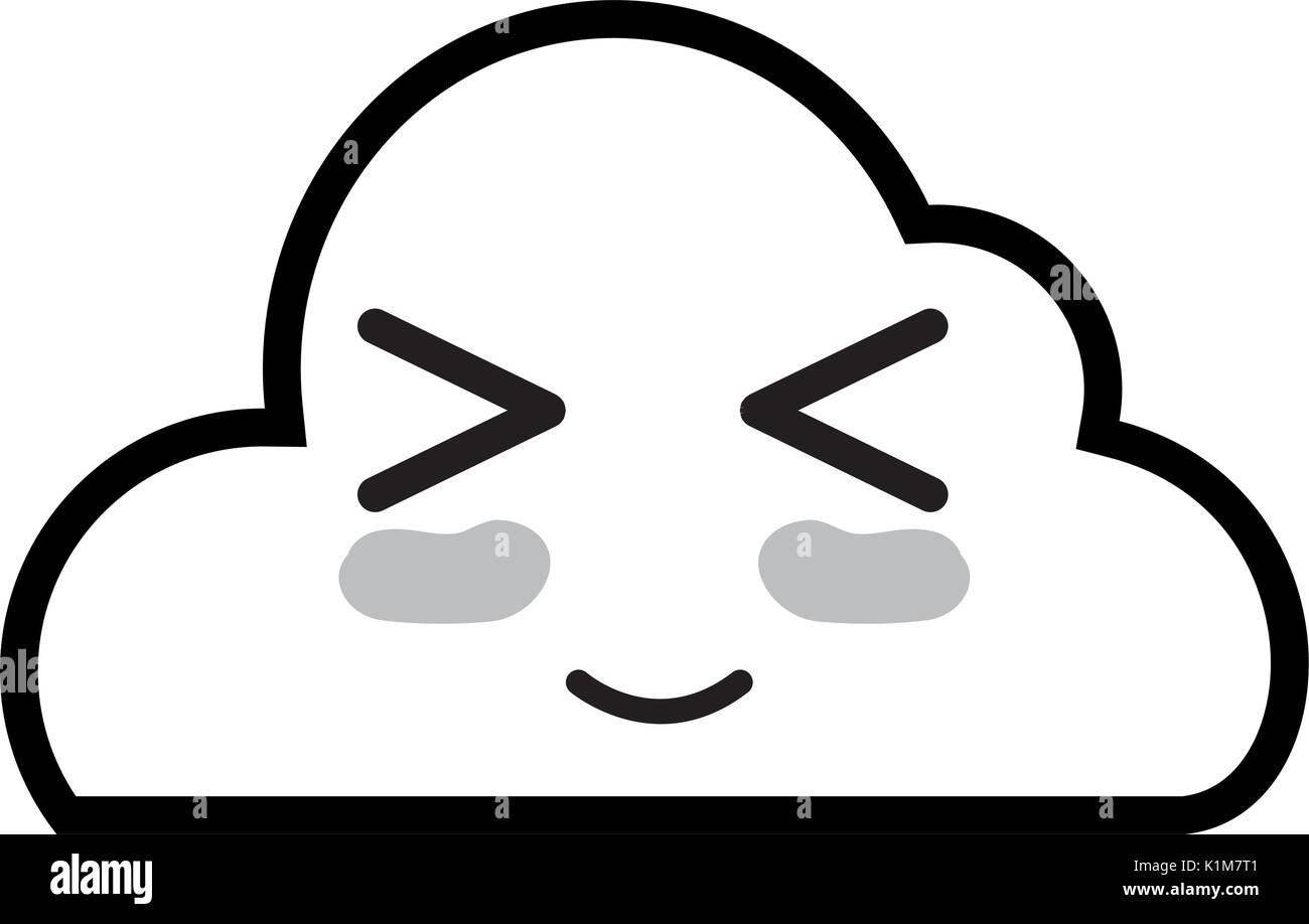 line kawaii cute happy cloud weather Stock Vector Image & Art - Alamy