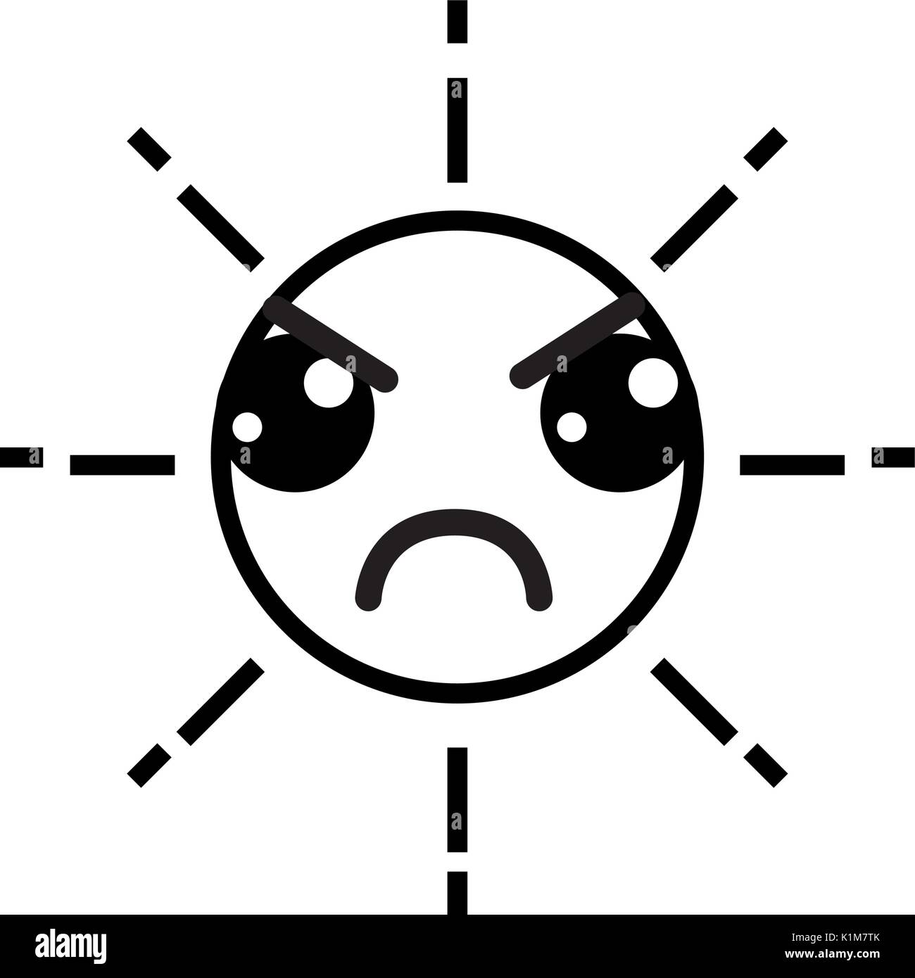 line kawaii cute angry sun weather Stock Vector Image & Art - Alamy