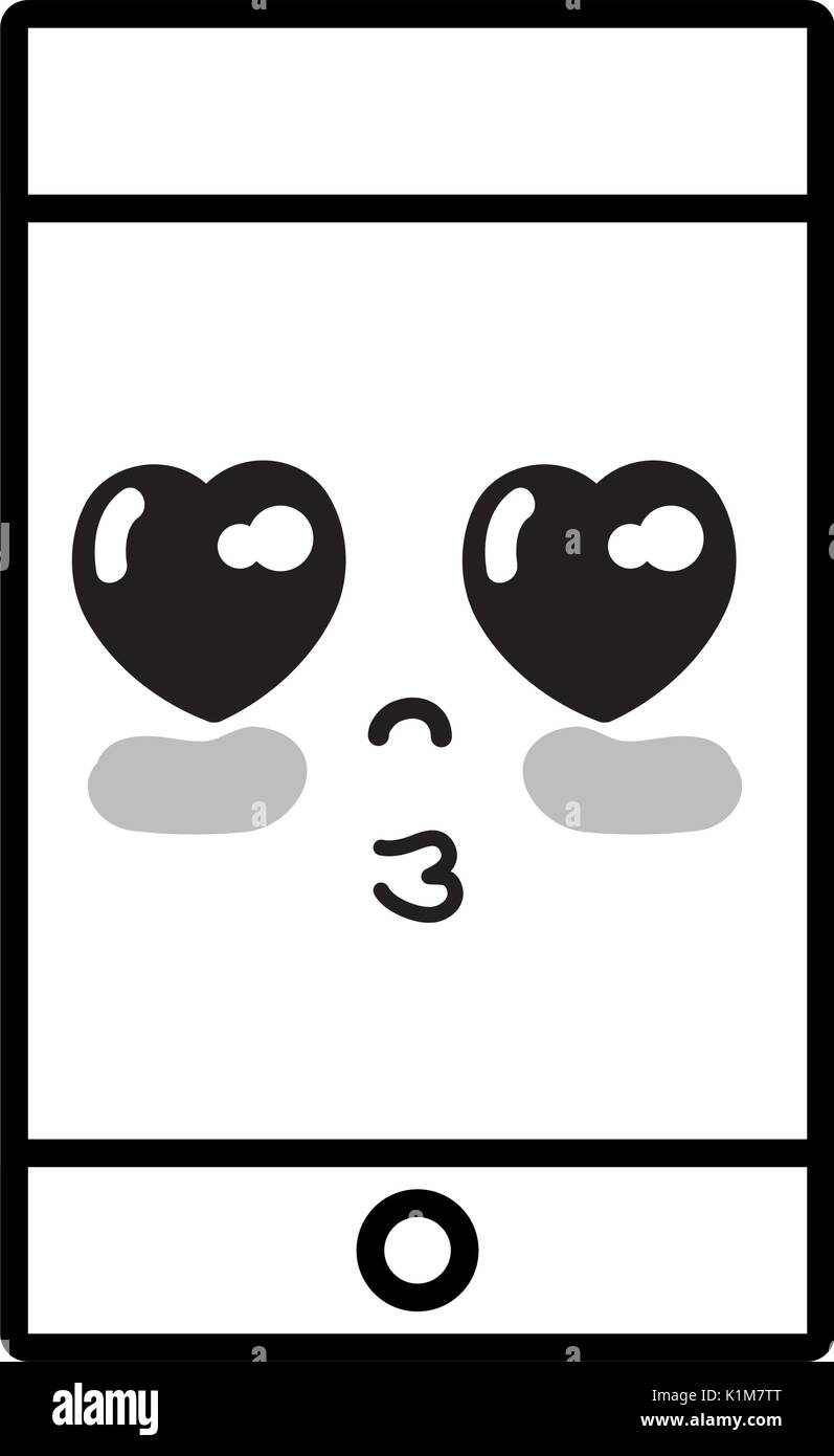 line kawaii cute tender smartphone technology Stock Vector Image & Art ...