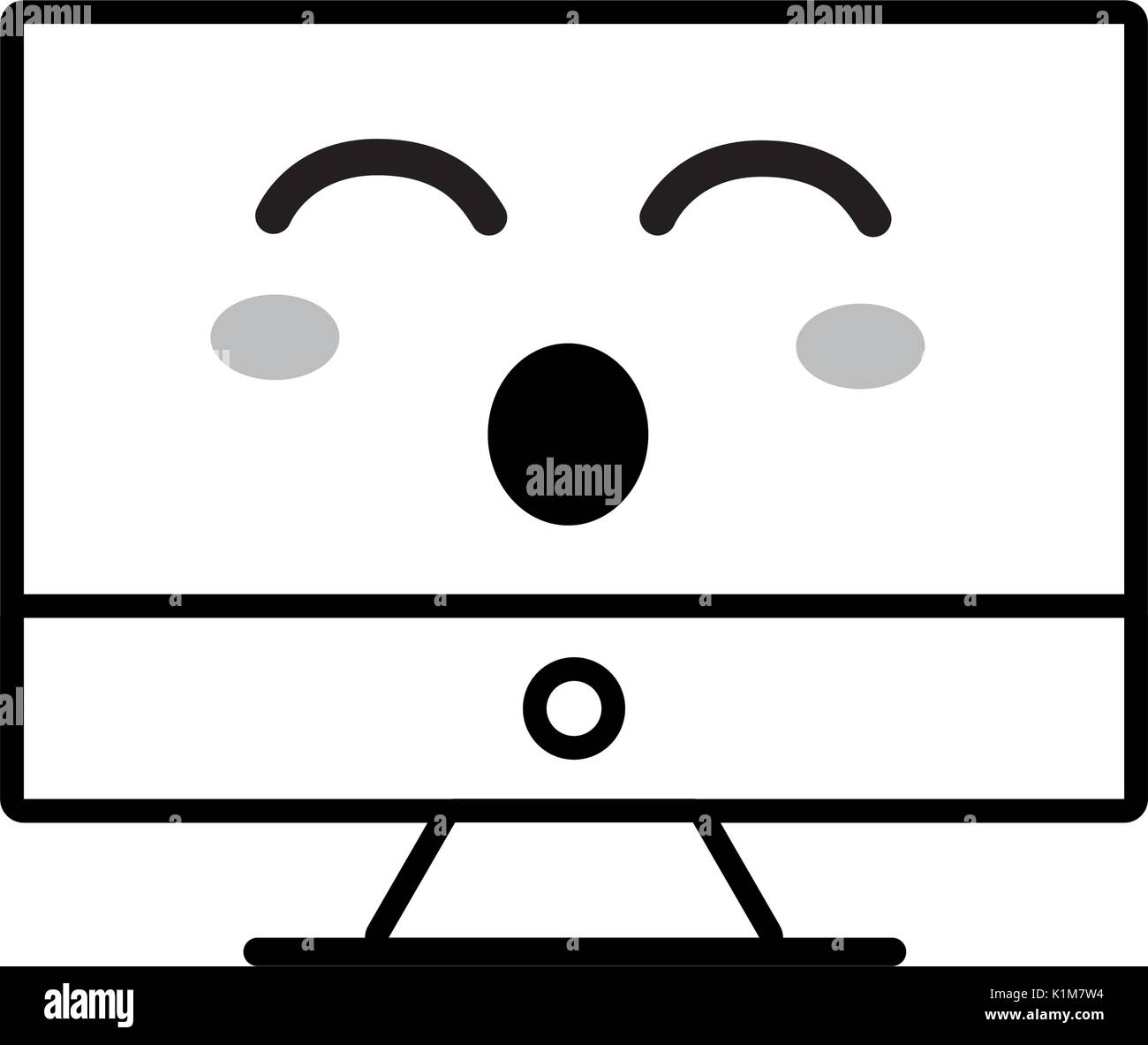 line kawaii cute funny computer technology Stock Vector Image & Art - Alamy