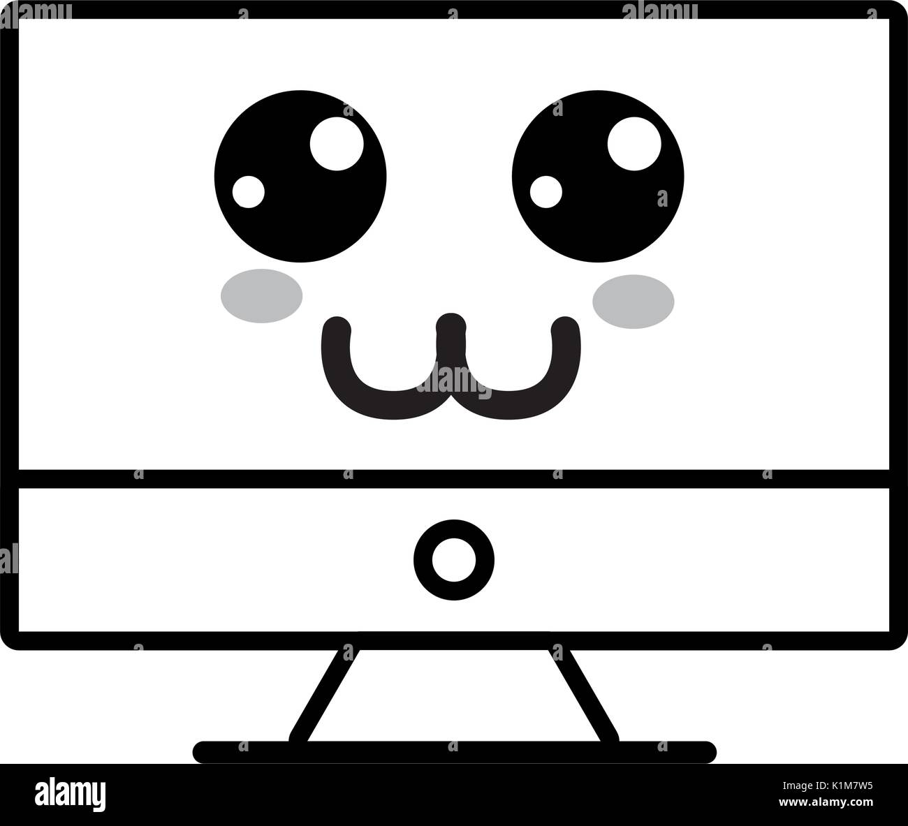 line kawaii cute happy computer technology Stock Vector Image & Art - Alamy