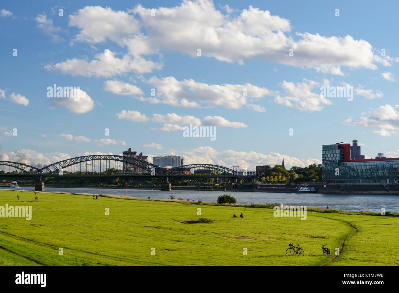 Poller Wiesen in front of Rhine and South Bridge, Cologne, North Rhine ...