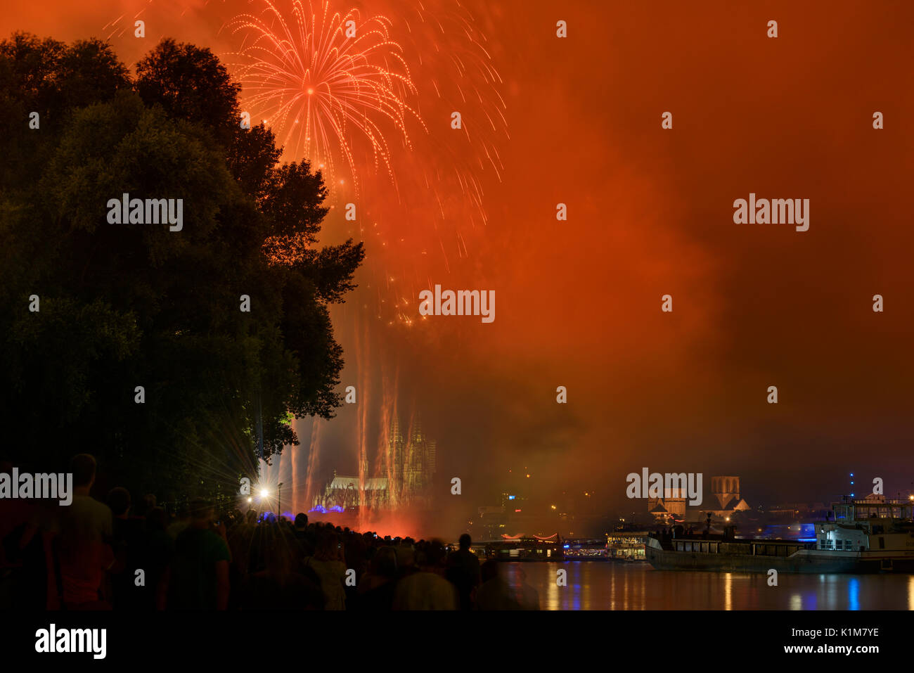 Fireworks "Cologne Lights" in front of Cologne Cathedral, UNESCO World ...