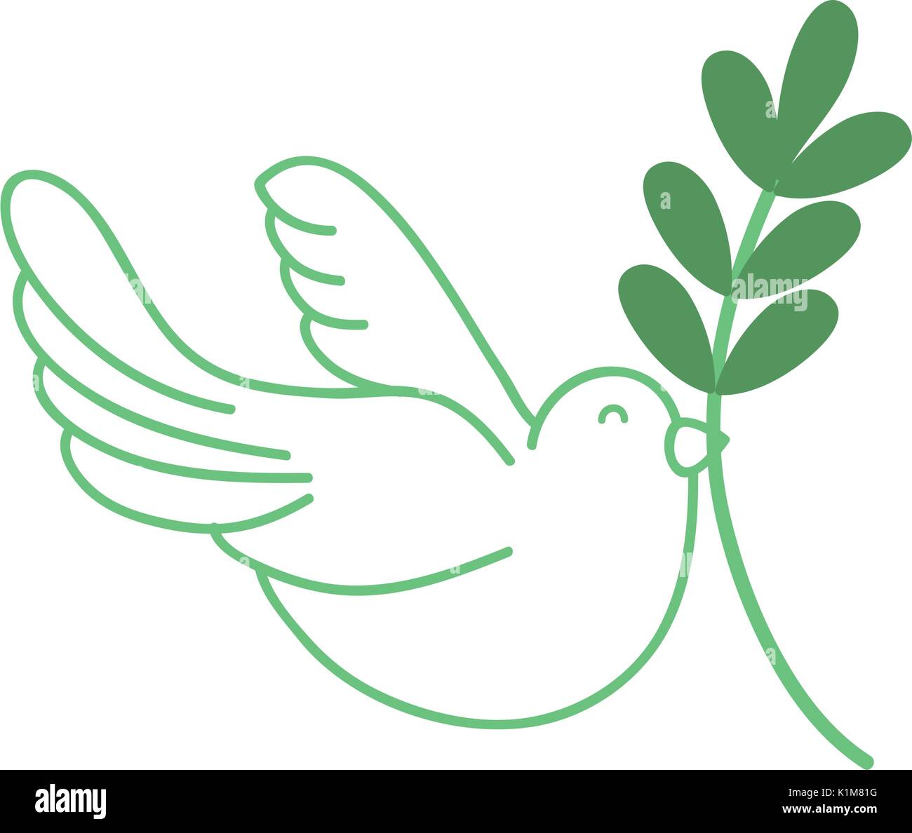 silhouette cute dove animal with branch to peace symbol Stock Vector ...