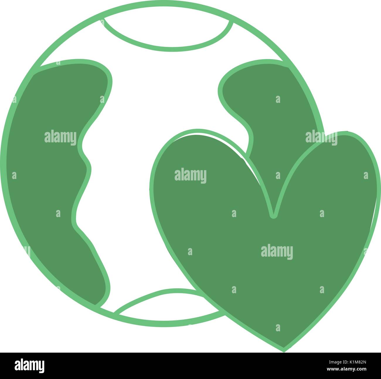 silhouette earth planet with heart symbol of love Stock Vector Image ...