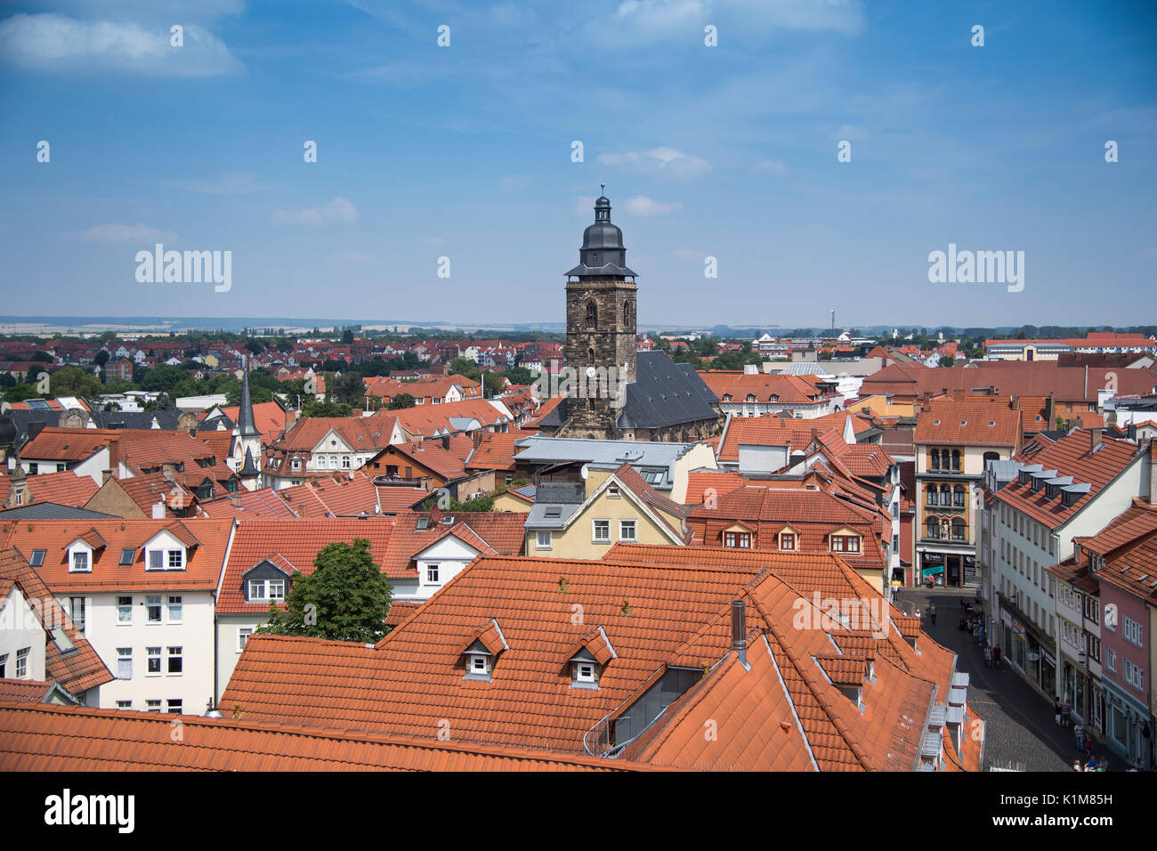 View from town hall with St. Margarethen Church, Gotha, Thuringia ...