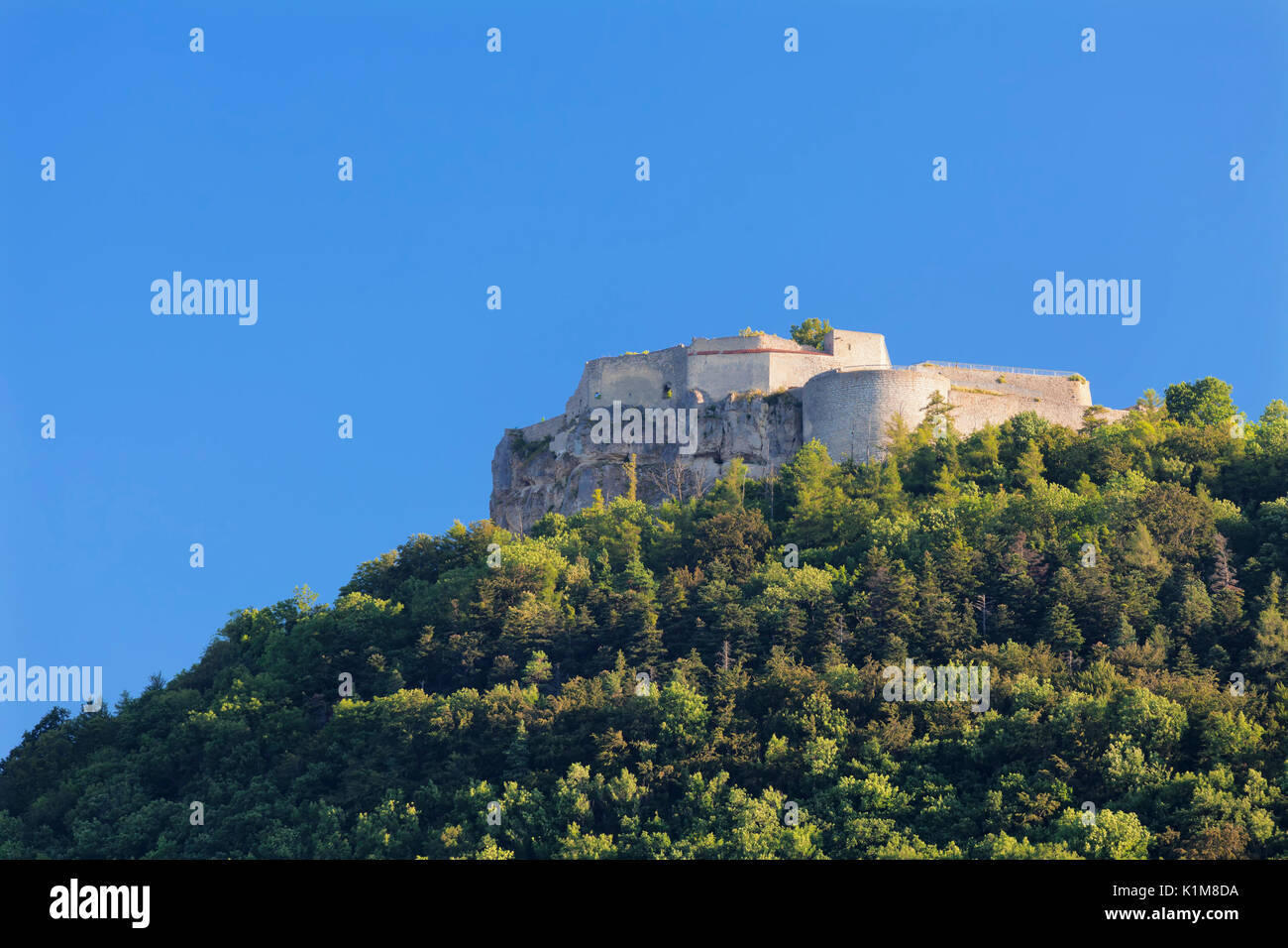 Hohenneuffen castle ruins, sunrise, Swabian Jura, Baden-Württemberg ...