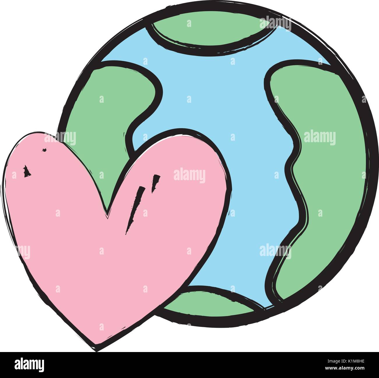 earth planet with heart symbol of love Stock Vector Image & Art - Alamy