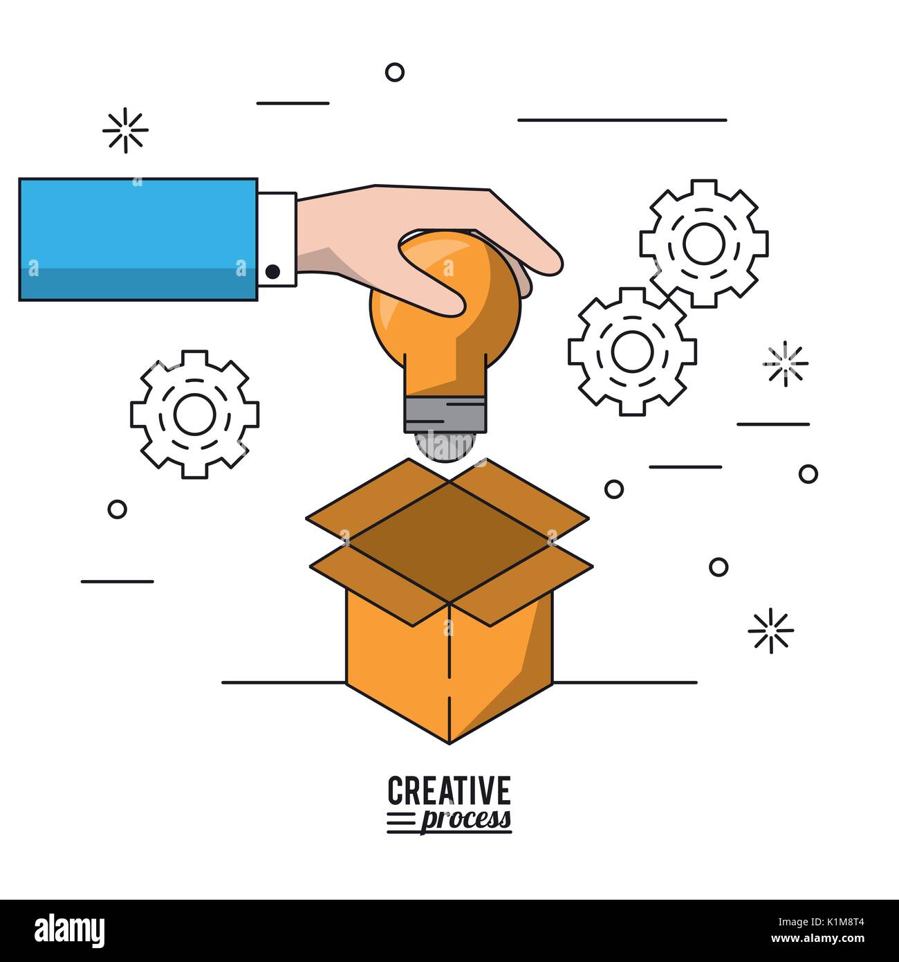 colorful poster creative process with silhouette of hand with light ...